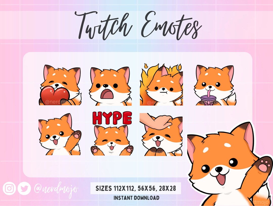 Cute Fox Emotes Pack (red) | Cute Emoji Bundle | for Twitch and Discord ...