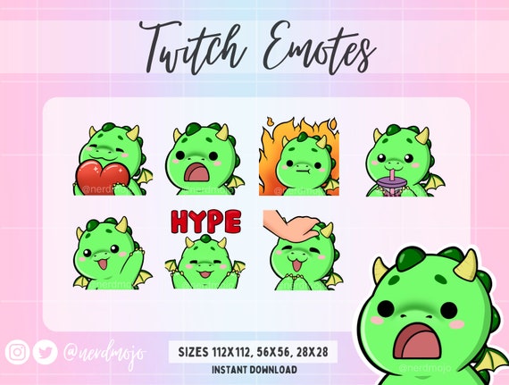Cute Dragon Emotes Pack green Sweet Dino Emote Cute - Etsy
