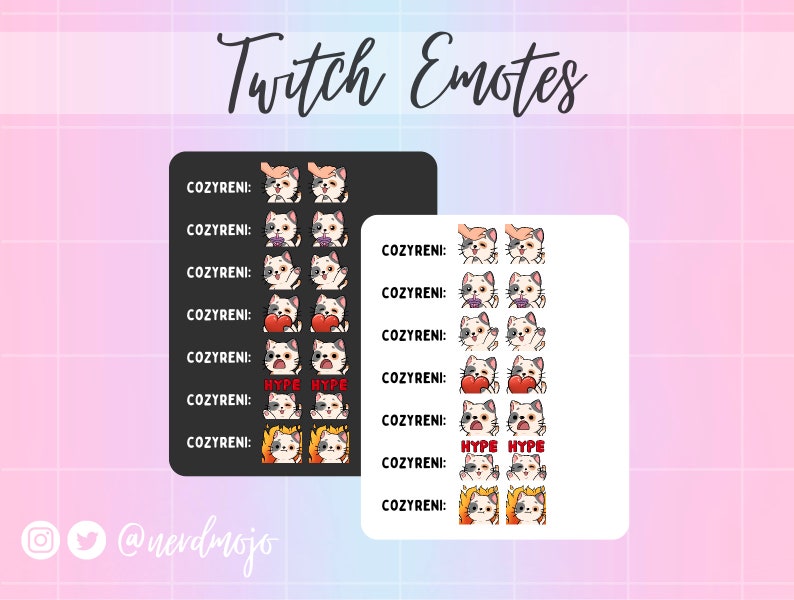 Cute Cat Emotes Pack multiple Colors, Orange, Black and White Sweet Cat ...