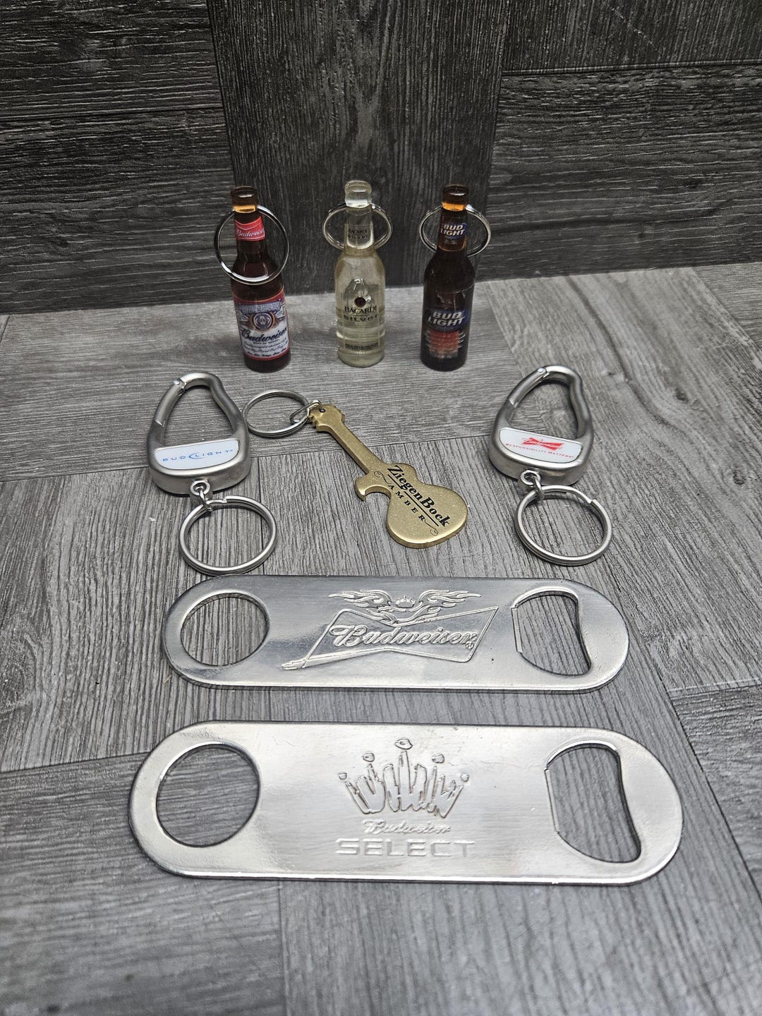 Budweiser - Bud Light - Bacardi Mini Bottle Opener Keychain - Carabiner ...