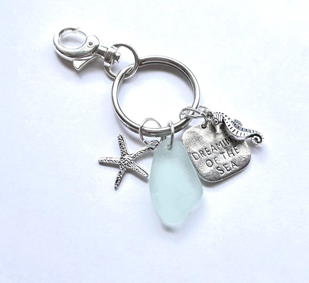 Sea Glass Key Ring Genuine Beach Glass Purse Charms Dreaming of the Sea ...