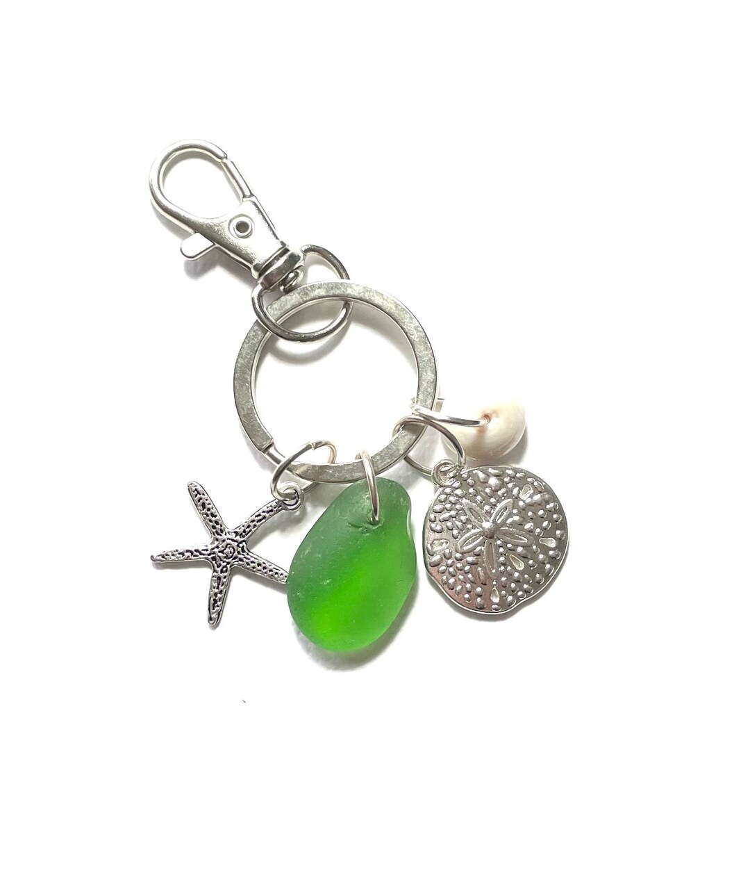 Genuine Sea Glass Key Ring. Beach Keychain Garden Leaf Design Arts - Etsy