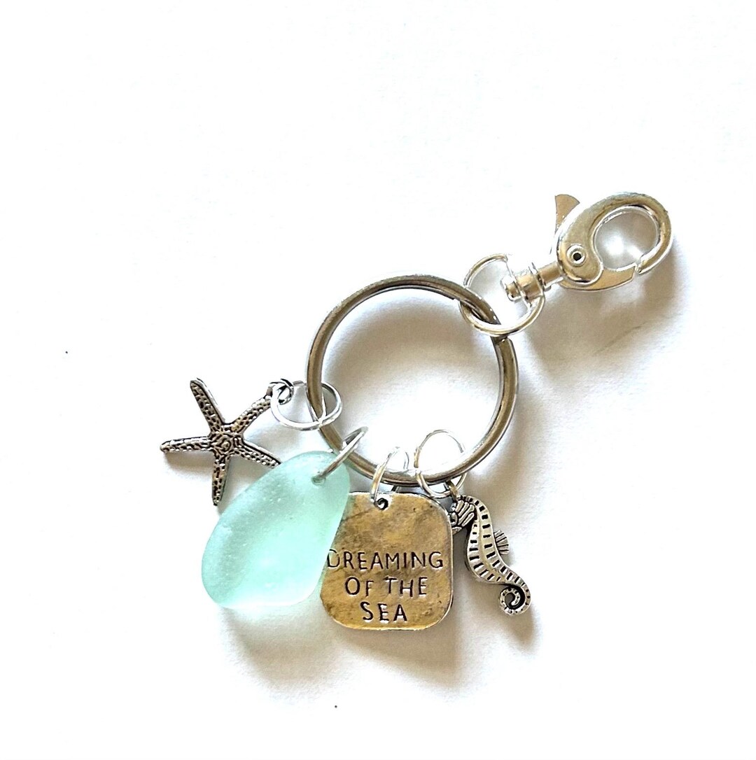 Sea Glass Key Ring Genuine Beach Glass Purse Charms Dreaming of the Sea ...