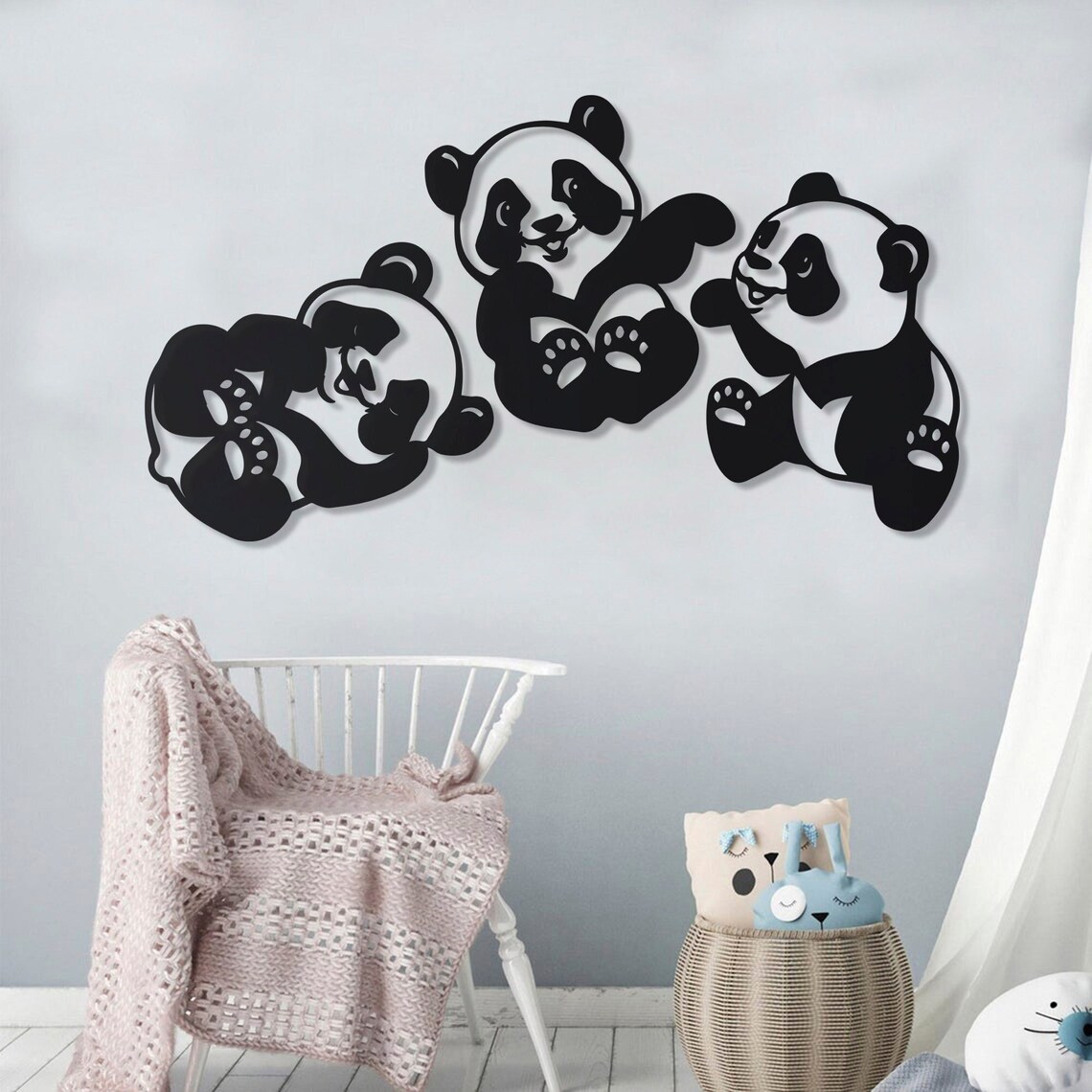 Panda Set Wood Wall Art Children's Room Wall Decor Wall - Etsy