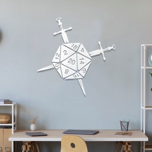 Dice Wall Decor, Dice Sword Gift, Game Room Decor, Dnd Sword, Dungeons ...