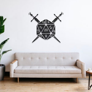 Dice Wall Decor, Dice Sword Gift, Game Room Decor, Dnd Sword, Dungeons ...