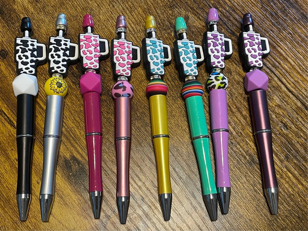 Beaded Stanley Tumbler Cup Cow Print Pens- Refillable- Beaded Pen - Etsy