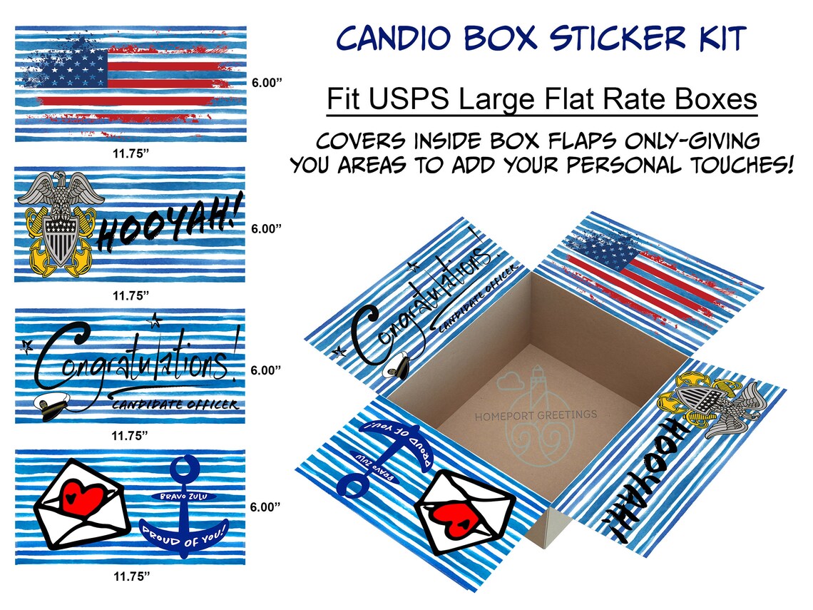 Candio Sticker Kit for Large Flat Rate Box, Navy Officer Candidate ...