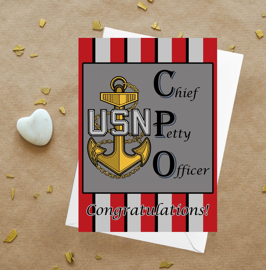 Chief Petty Officer Red Stripe Card, Promotion to CPO Card - Etsy