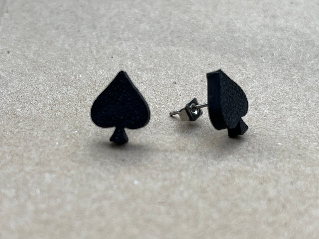 Ace of Spades Earrings Stud Stainless Steel 3D Printed Rock Biker - Etsy