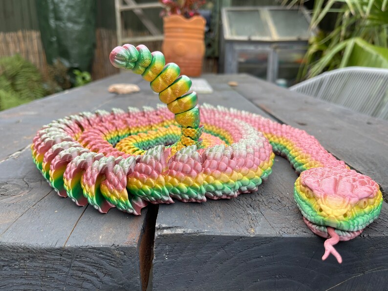 Supersize Rainbow Rattlesnake Articulated Fidget 3D Printed - Etsy