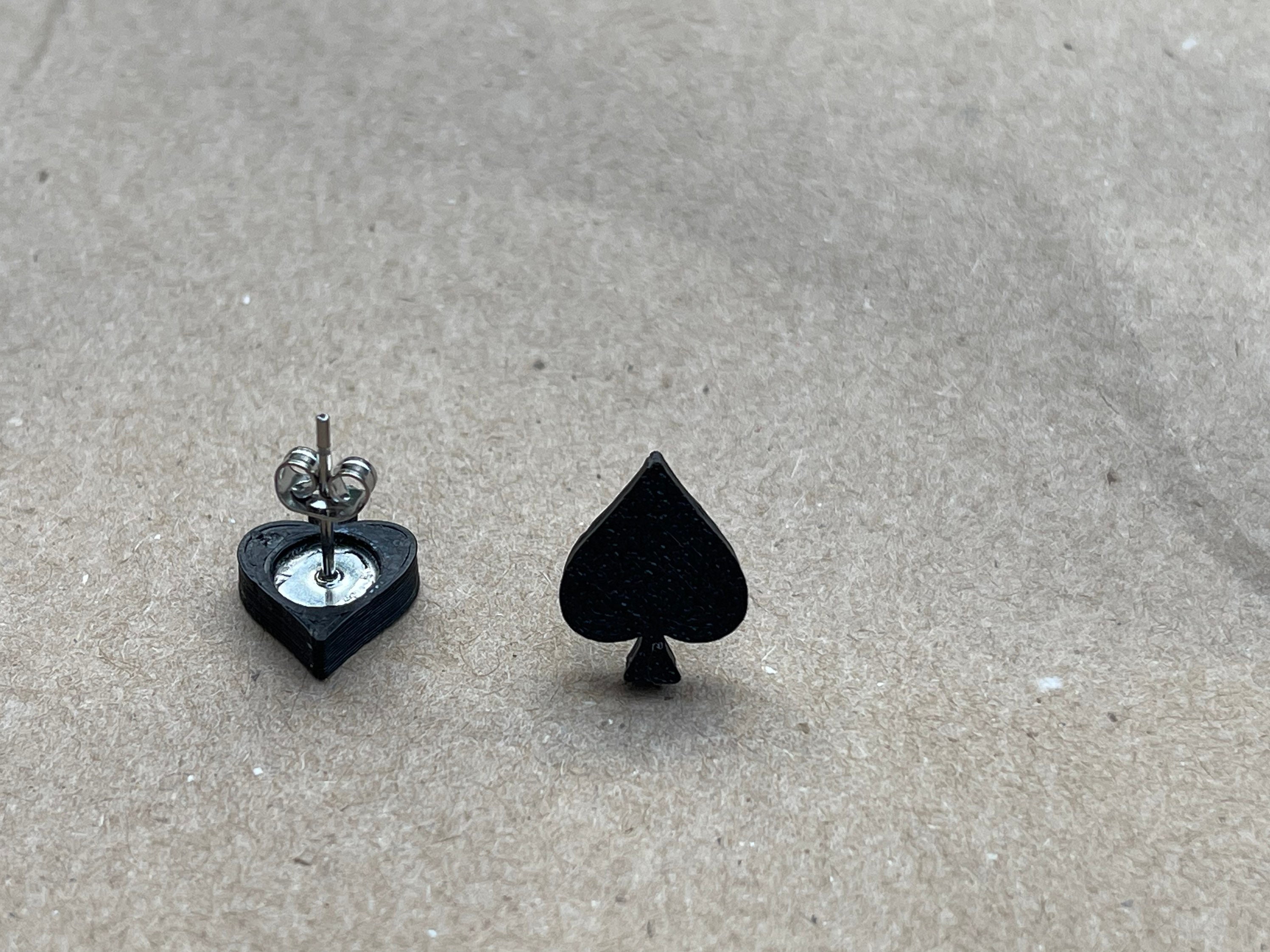 Ace of Spades Earrings Stud Stainless Steel 3D Printed Rock - Etsy