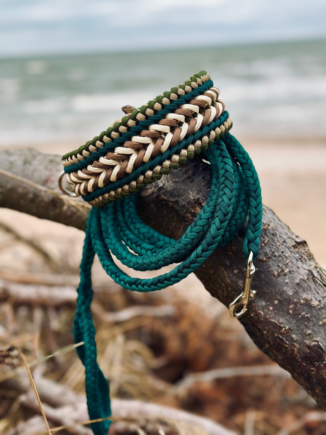Stylish Dog Collar Set – Emerald Green and Brown, Perfect for Medium ...