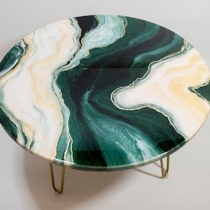 Emerald Green Coffee Table, Resin Coffee Table, Green Gold Coffee Table ...