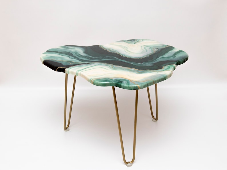 Emerald Coffee Table, Resin Coffee Table, Green Coffee Table, Agate ...