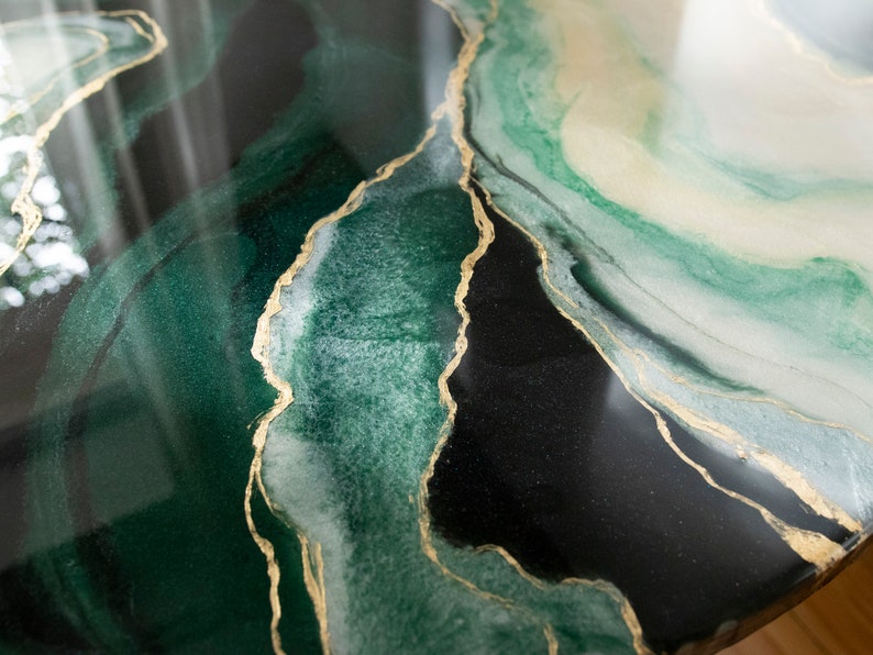 Emerald Green Coffee Table Resin Coffee Table Green Gold - Etsy