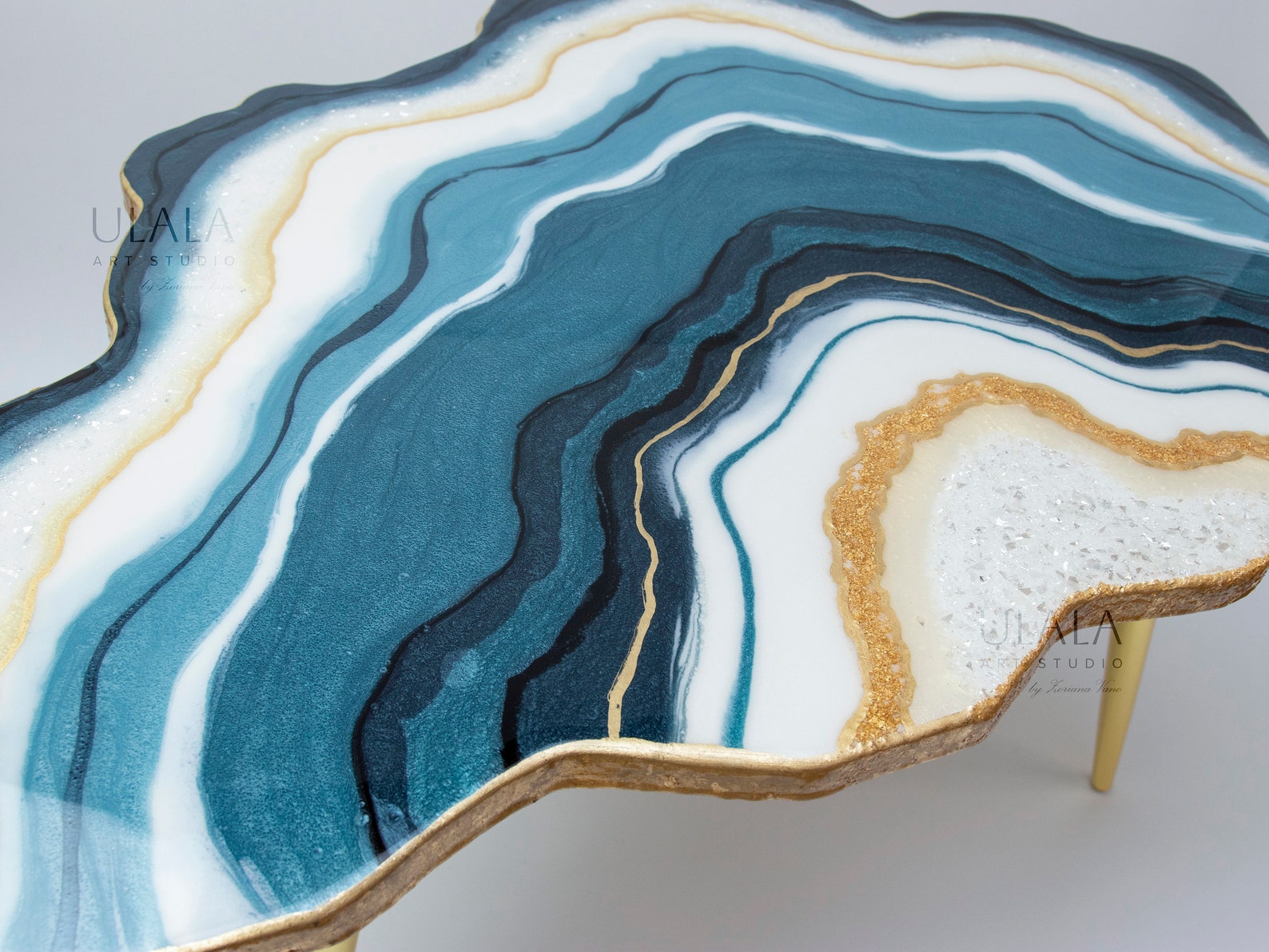 Navy Blue Coffee Table, Epoxy Resin Coffee Table, Unique Coffee Table ...