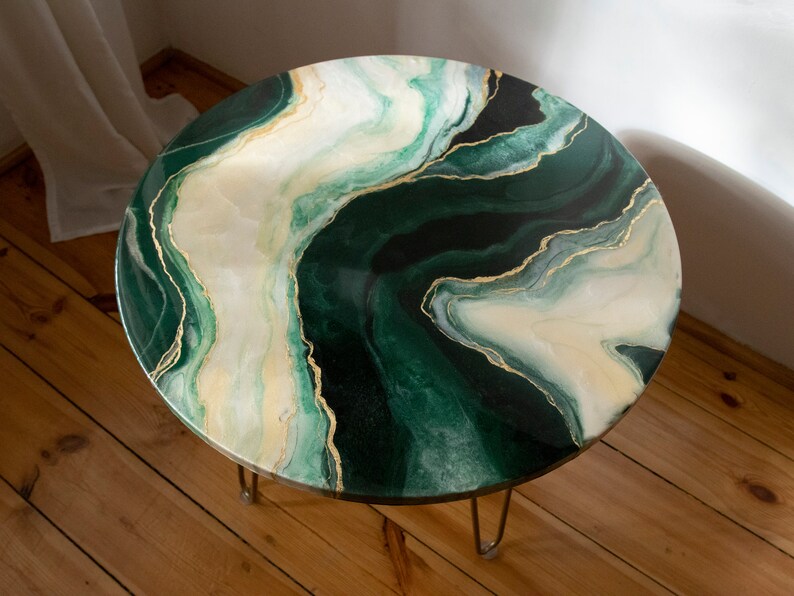 Emerald Green Coffee Table Resin Coffee Table Green Gold - Etsy