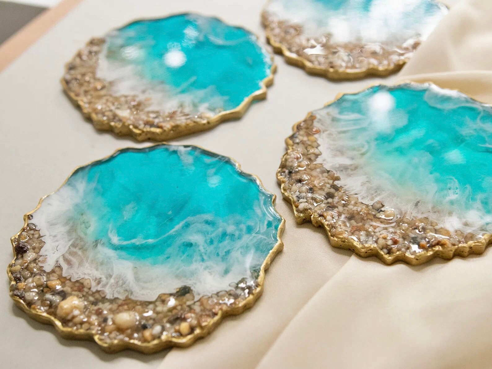 Resin Ocean Coaster Set Beach Inspired Coasters Beach Resin - Etsy