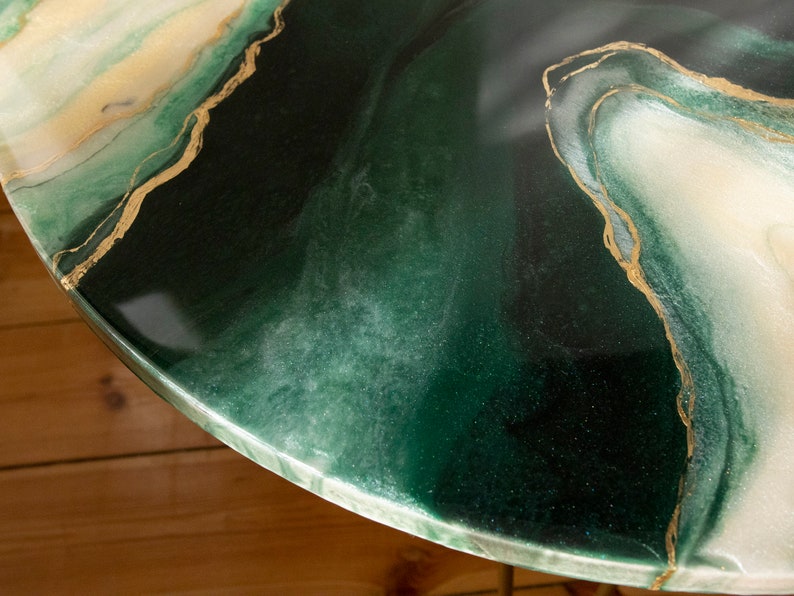 Emerald Green Coffee Table Resin Coffee Table Green Gold - Etsy