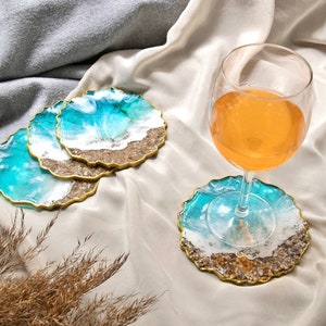 Resin Ocean Coaster Set Beach Inspired Coasters Beach Resin - Etsy