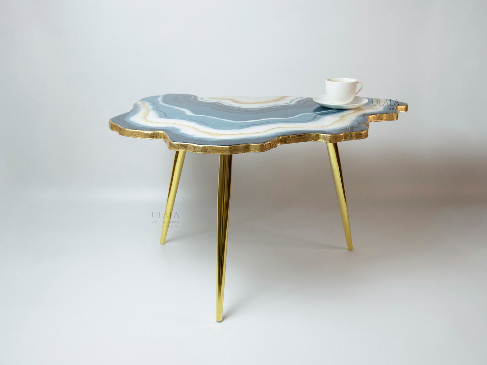 Navy Blue Coffee Table, Epoxy Resin Coffee Table, Unique Coffee Table ...