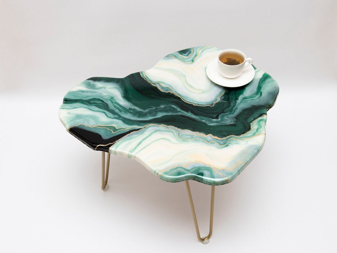 Emerald Coffee Table, Resin Coffee Table, Green Coffee Table, Agate ...