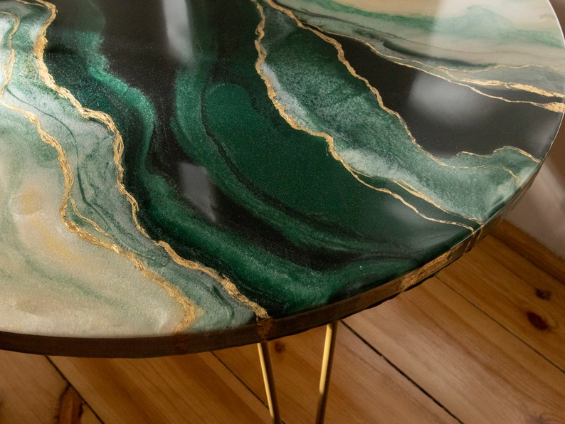 Emerald Green Coffee Table Resin Coffee Table Green Gold - Etsy