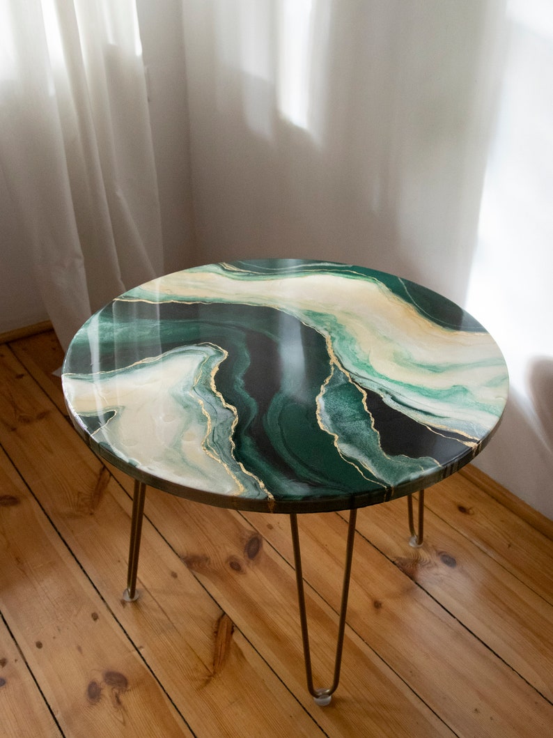 Emerald Green Coffee Table Resin Coffee Table Green Gold - Etsy