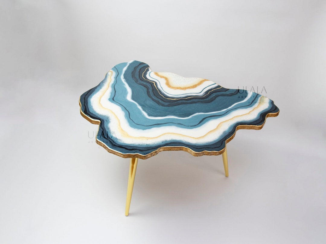 Navy Blue Coffee Table, Epoxy Resin Coffee Table, Unique Coffee Table ...
