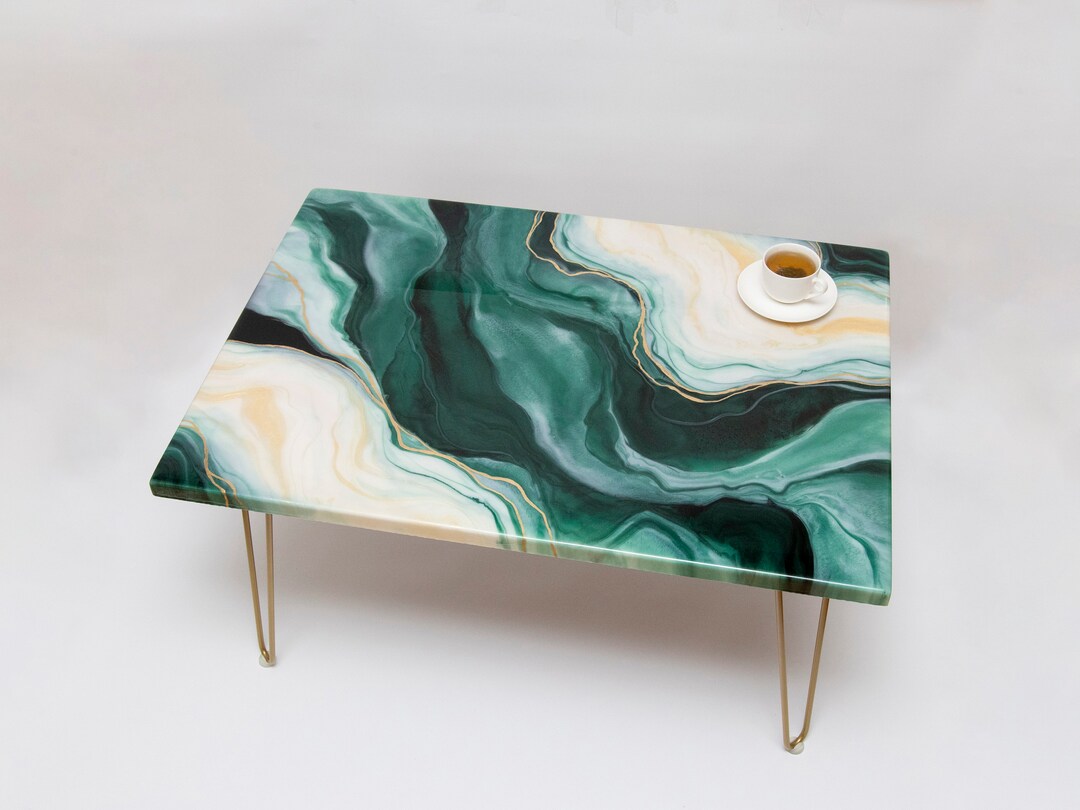 Emerald Green Coffee Table, Bespoke Coffee Table, Epoxy Resin Coffee ...