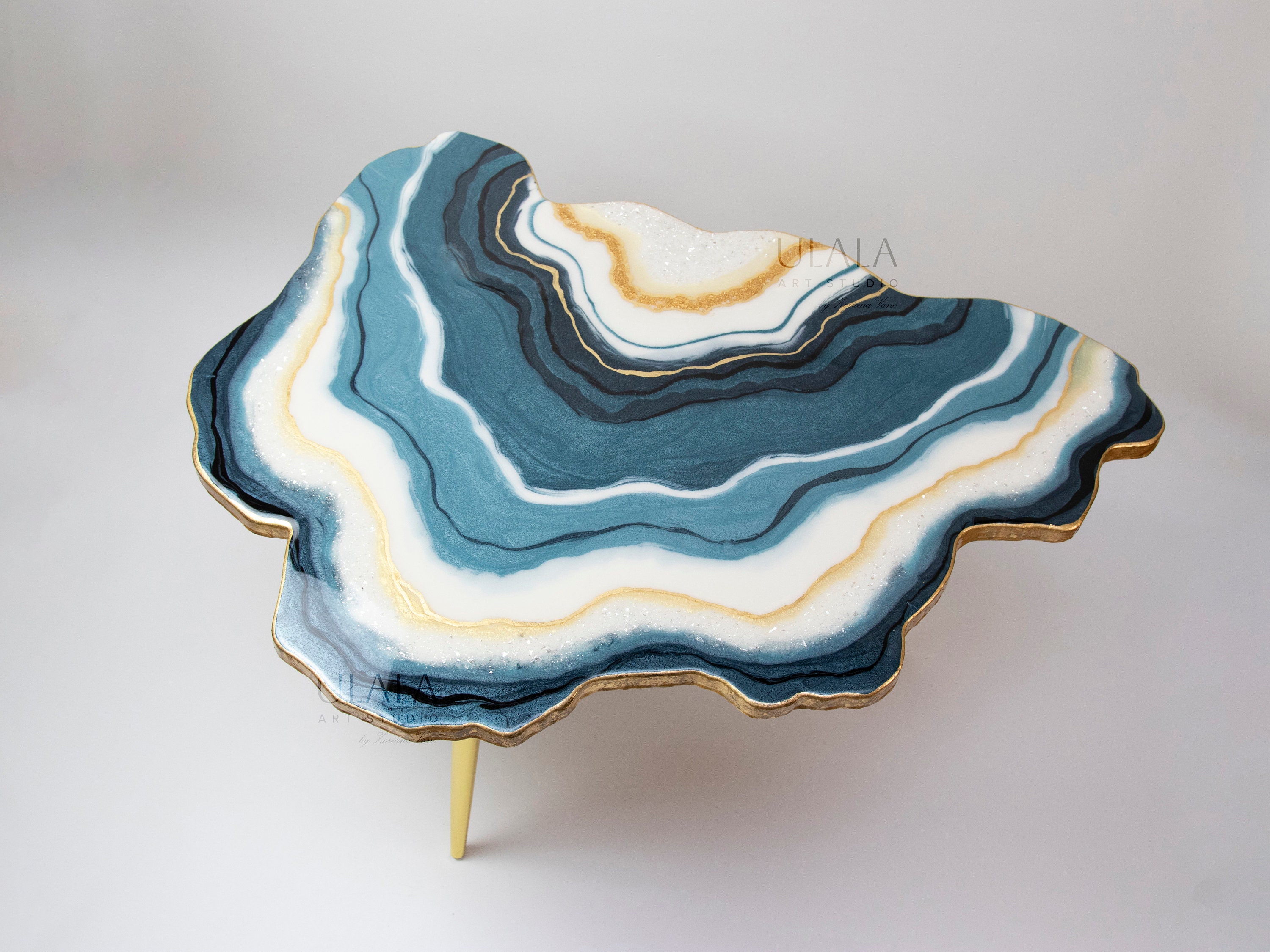 Navy Blue Coffee Table, Epoxy Resin Coffee Table, Unique Coffee Table ...
