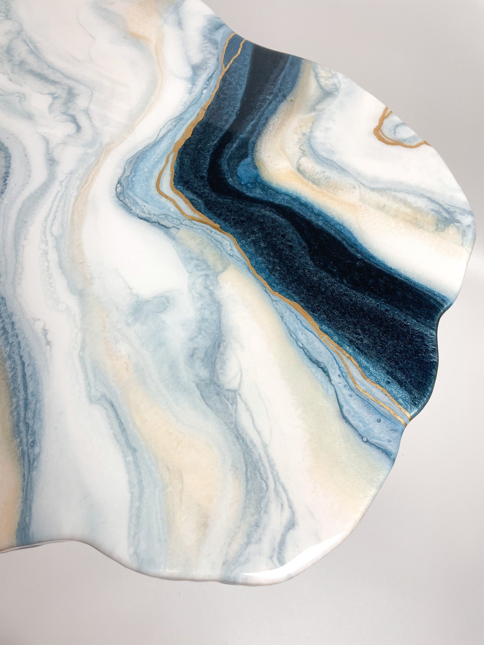 White & Navy Blue Coffee Table, Epoxy Resin Coffee Table, Custom Coffee ...