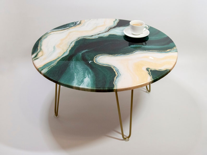 Emerald Green Coffee Table Resin Coffee Table Green Gold - Etsy