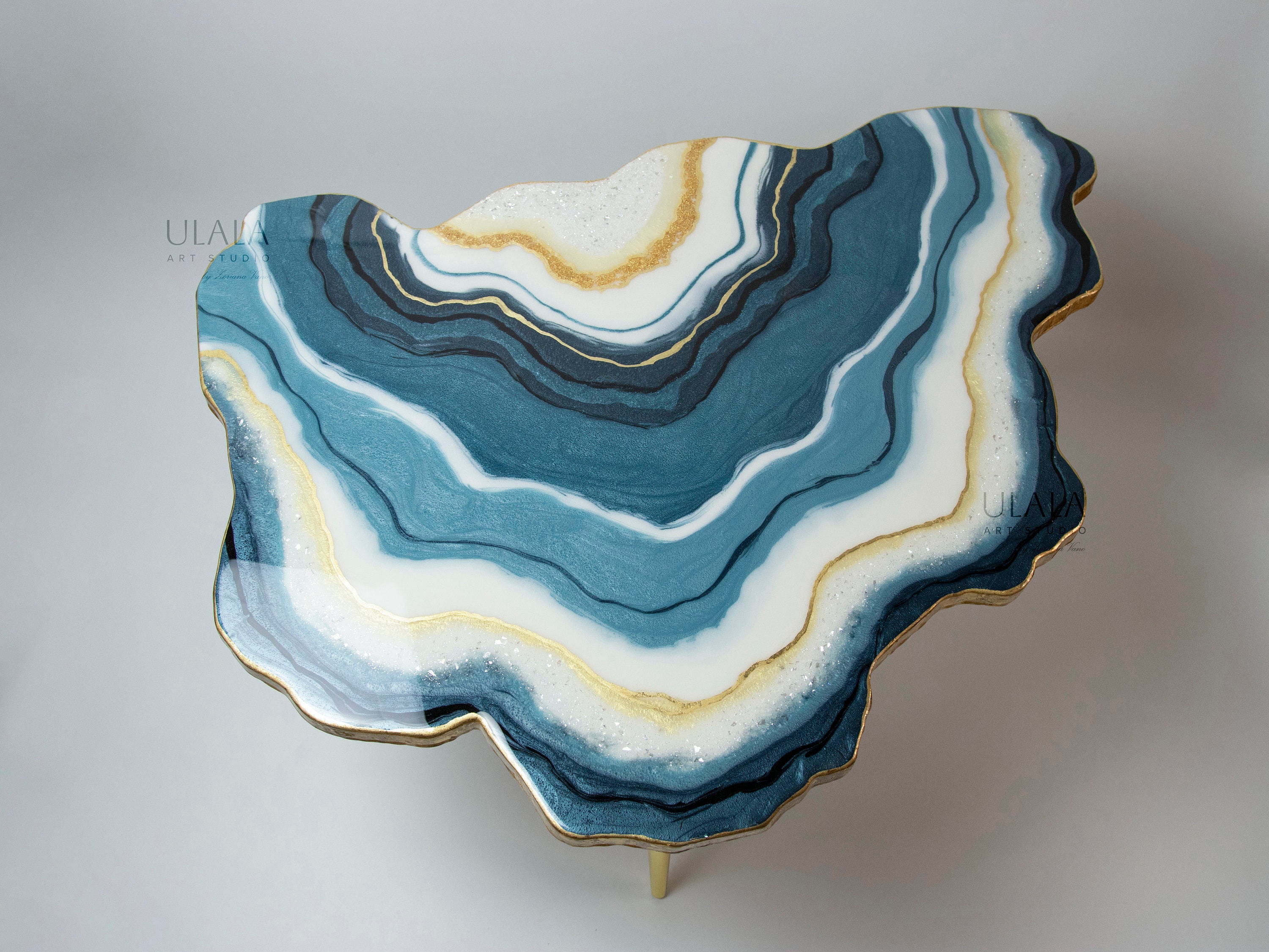 Navy Blue Coffee Table, Epoxy Resin Coffee Table, Unique Coffee Table ...