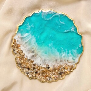 Resin Ocean Coaster Set, Beach Inspired Coasters, Beach Resin Coasters ...