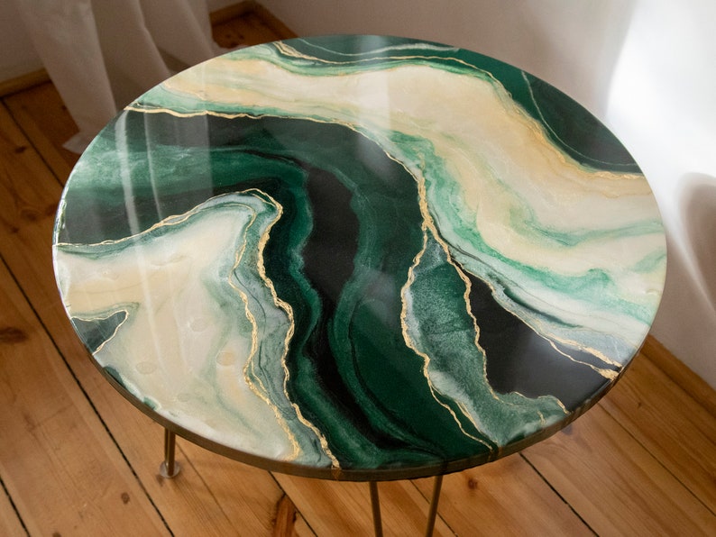 Emerald Green Coffee Table Resin Coffee Table Green Gold - Etsy