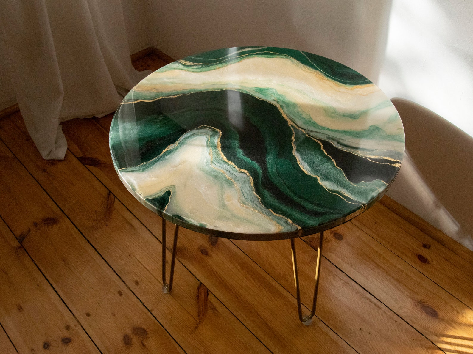 Emerald Green Coffee Table Resin Coffee Table Green Gold - Etsy