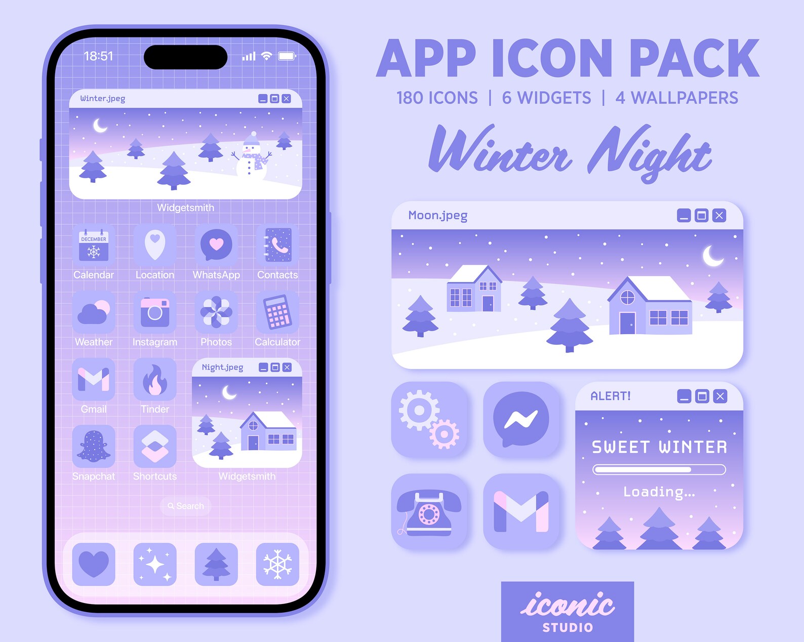 Winter Night App Icon Pack Cute App Icons Lofi Aesthetic - Etsy