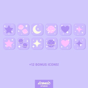 Lilac Galaxy App Icon Pack, Celestial, Lavender, Purple, Kawaii Icons ...