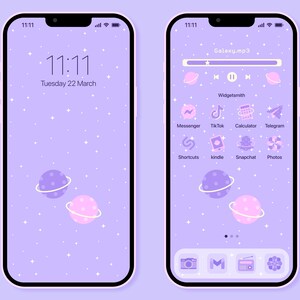 Lilac Galaxy App Icon Pack, Celestial, Lavender, Purple, Kawaii Icons ...