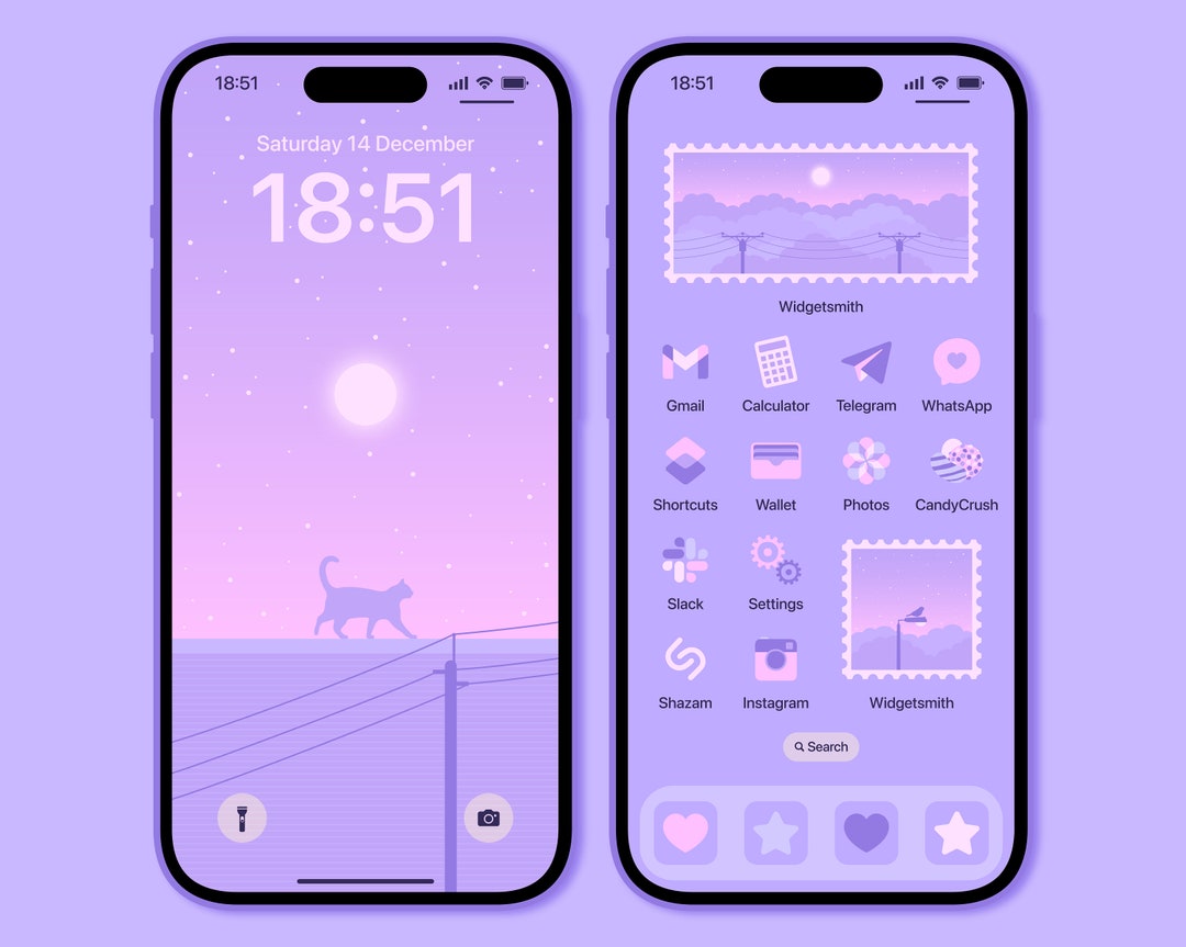 Lo-fi App Icon Pack, Cute Stamps, Purple Night, App Covers, Widgets ...