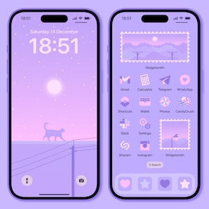 Lo-fi App Icon Pack, Cute Stamps, Purple Night, App Covers, Widgets ...