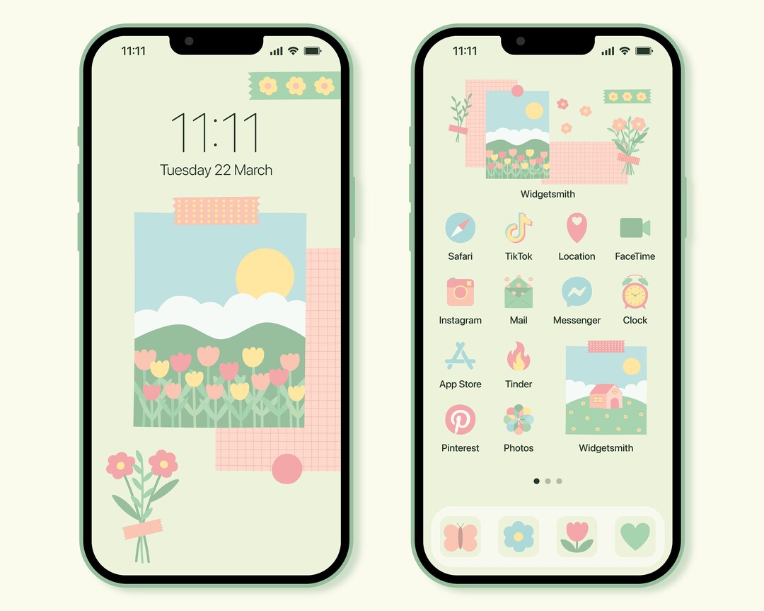 Cottagecore Aesthetic App Icon Pack, Cute Green App Icons, Pastel Icons ...