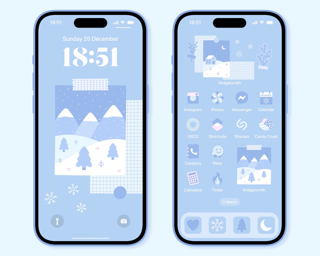 Blue Winter App Icon Pack, Cute Ios Theme, Pastel Aesthetic, Snowy ...