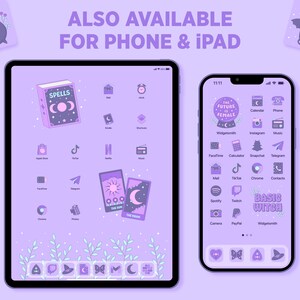 Purple Witchy App Icon Pack, Feminist Widgets Icons Wallpapers, Cute ...