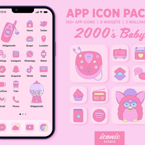 Cute App Icons Pack Aesthetic Ios Android Icons Custom - Etsy