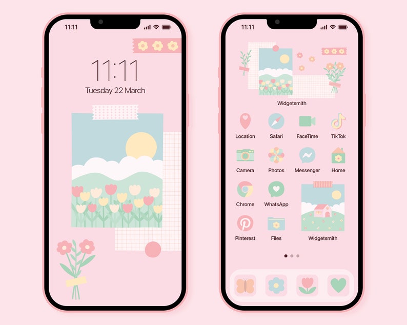 Cottagecore Aesthetic App Icon Pack Cute Pink App Icons - Etsy