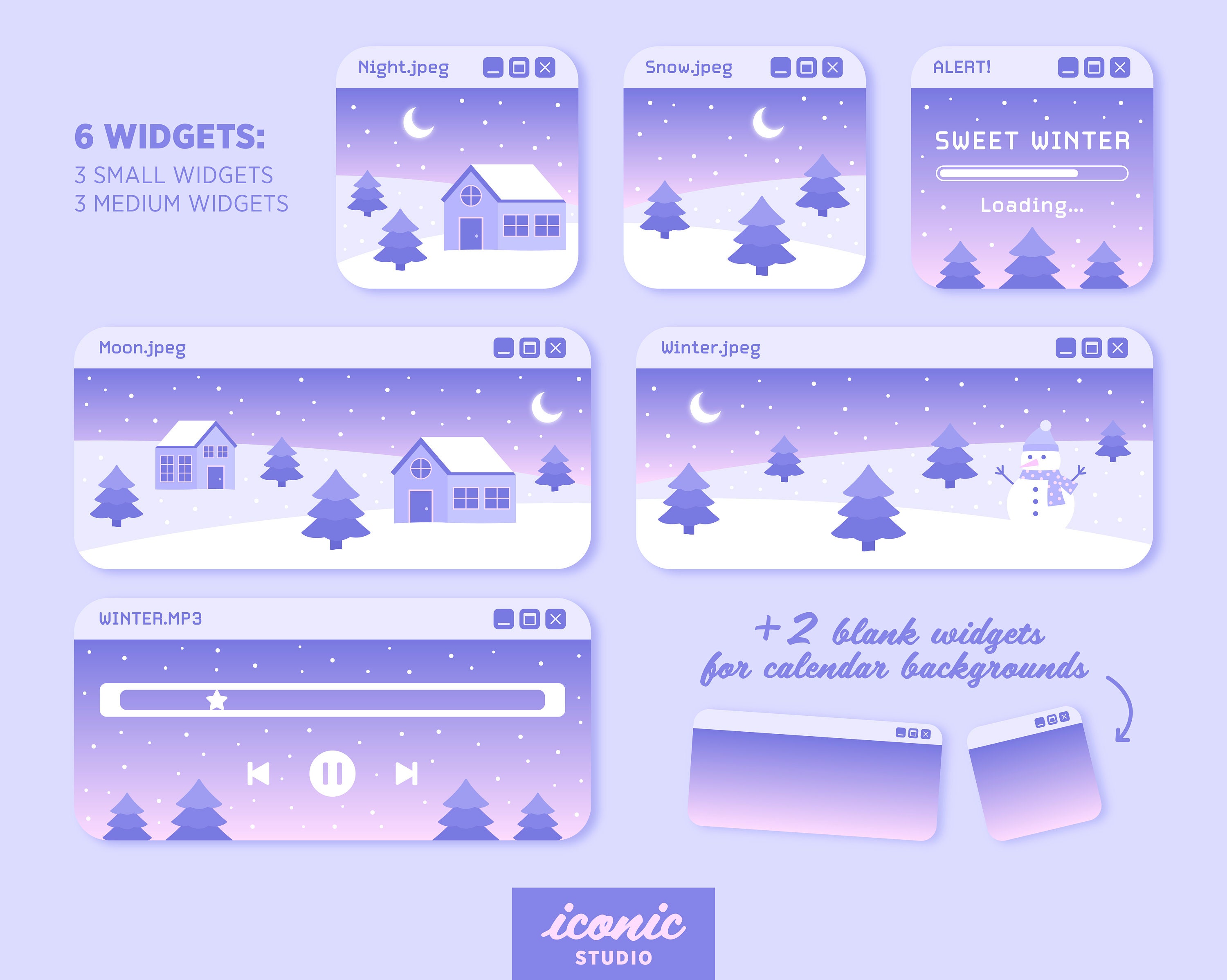 Winter Night App Icon Pack Cute App Icons Lofi Aesthetic - Etsy