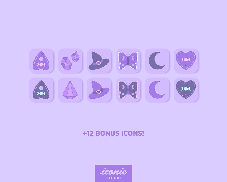 Purple Witchy App Icon Pack Feminist Widgets Icons - Etsy